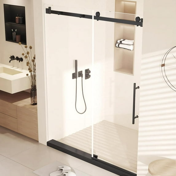 Geetinfly Sliding Shower Door,Semi-Frameless Sliding Glass Shower Door ...