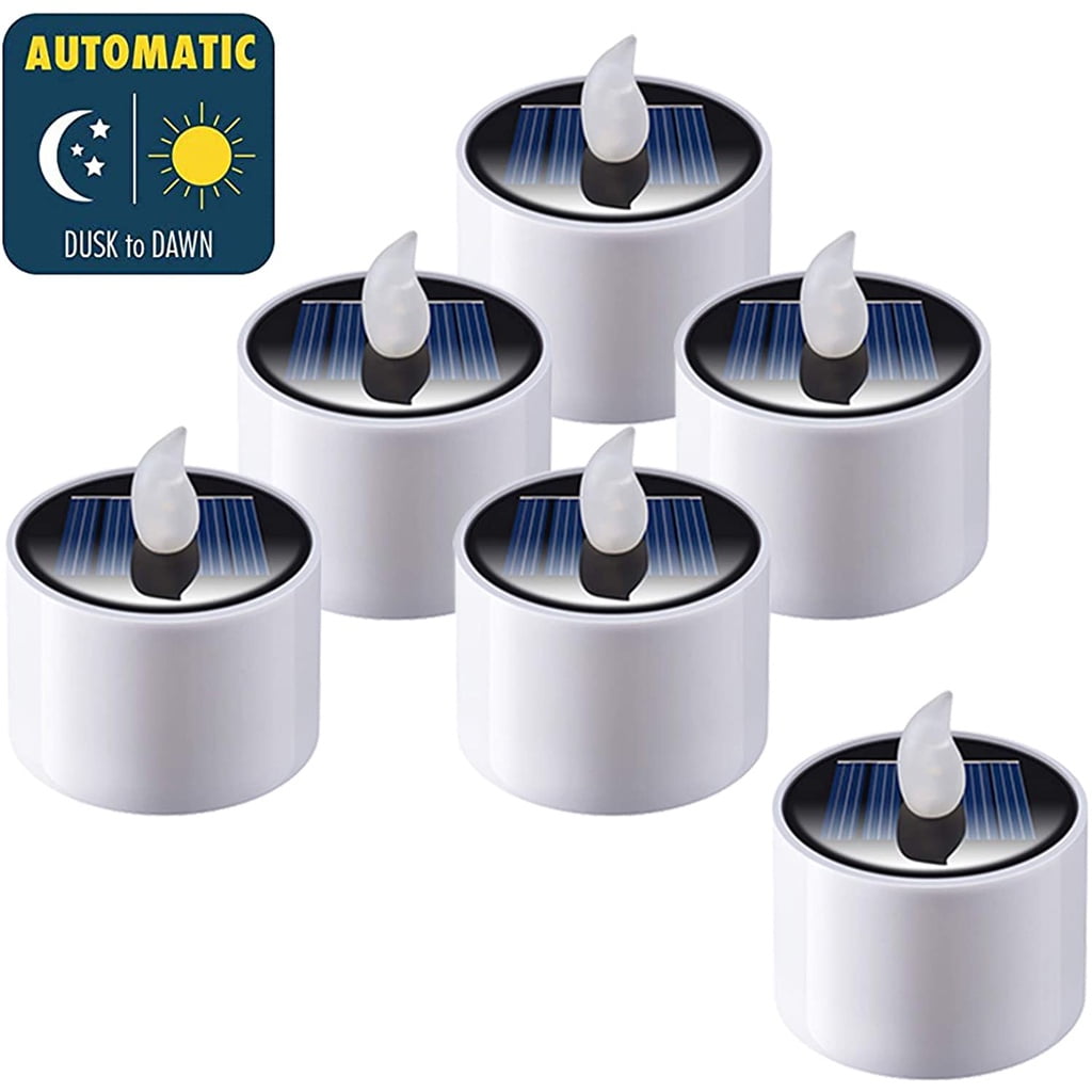 Geetinfly Solar Tea Lights LED Candle Light Outdoor Waterproof Energy ...
