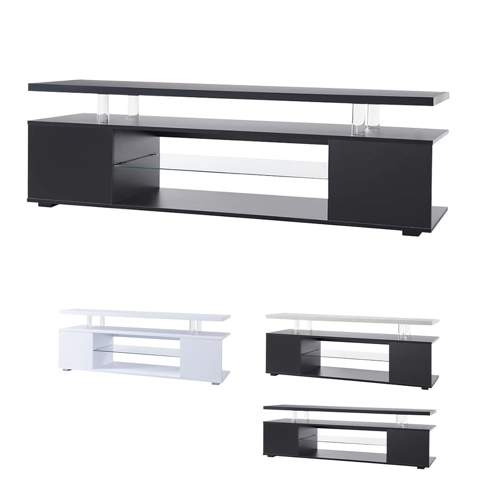 Geetinfly TV Stand With LED Lights, Entertainment Center With 2 Open ...