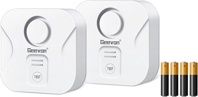 Geevon Water Leak Detectors, 100dB Alarm, IP56 Waterproof, Basement ...