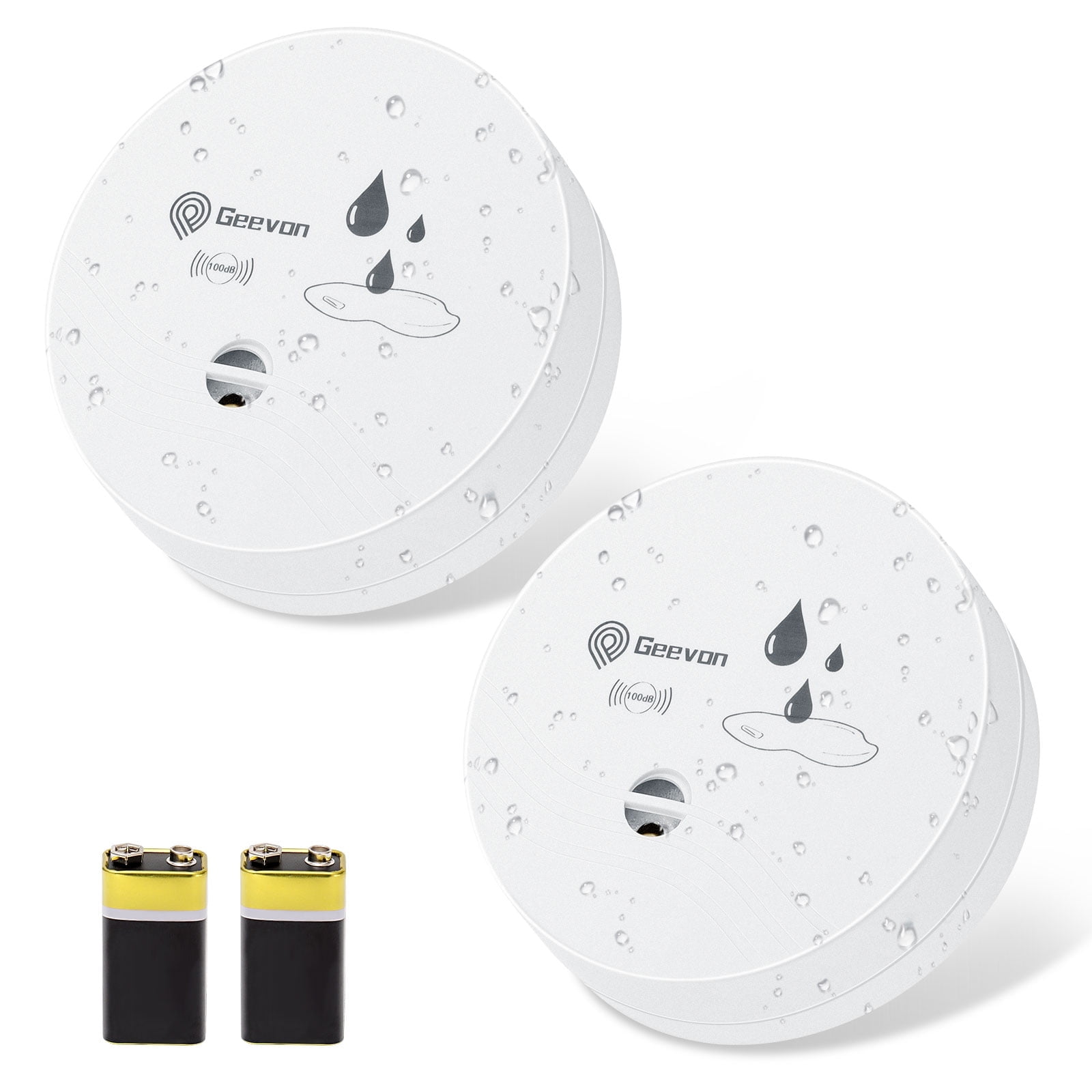 Geevon 2 Pack Water Leak Detectors for Home, 100dB Water Sensor Alarm ...
