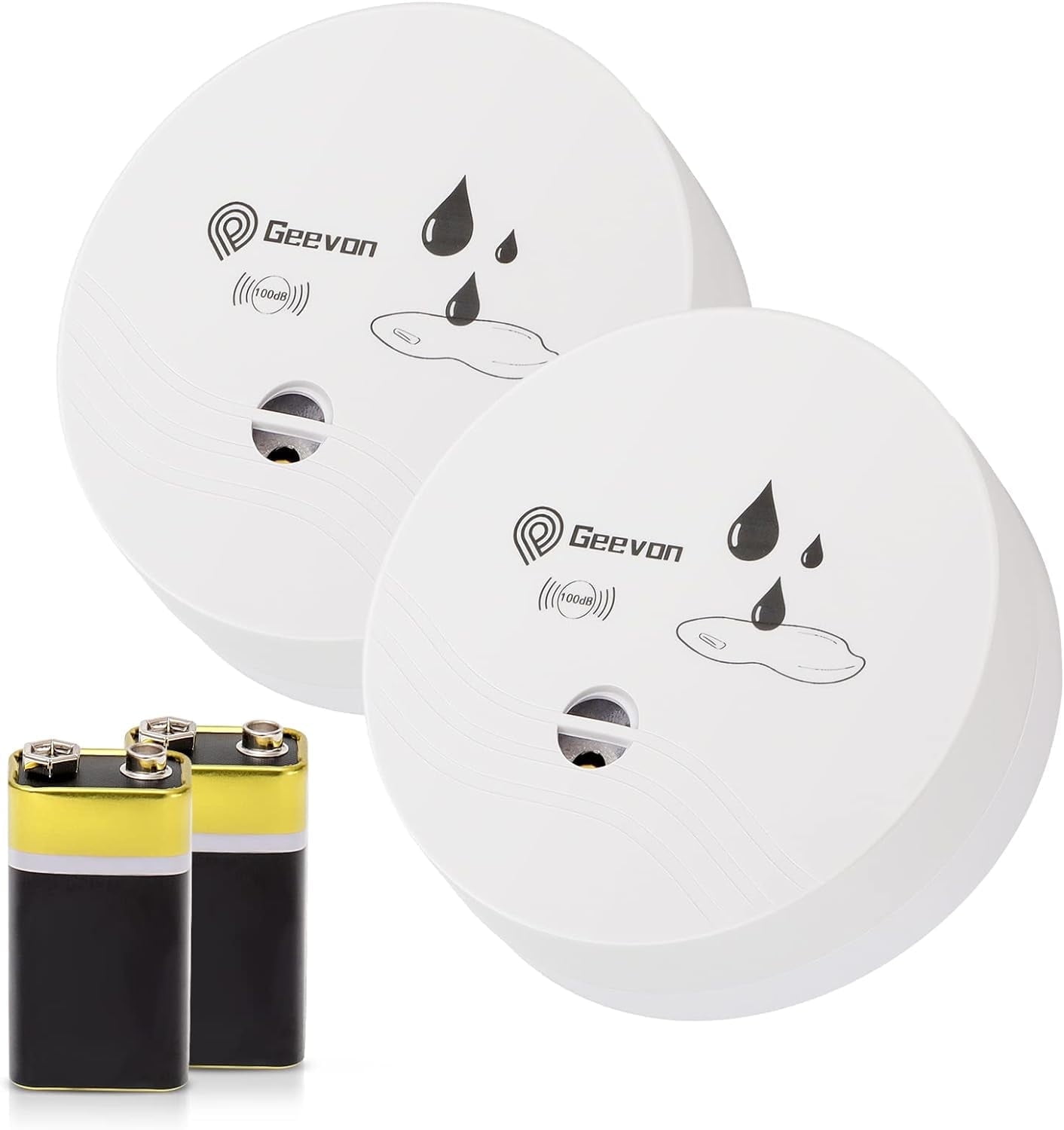 Geevon 2 Pack Water Leak Detectors for Home, 100dB Water Sensor Alarm ...