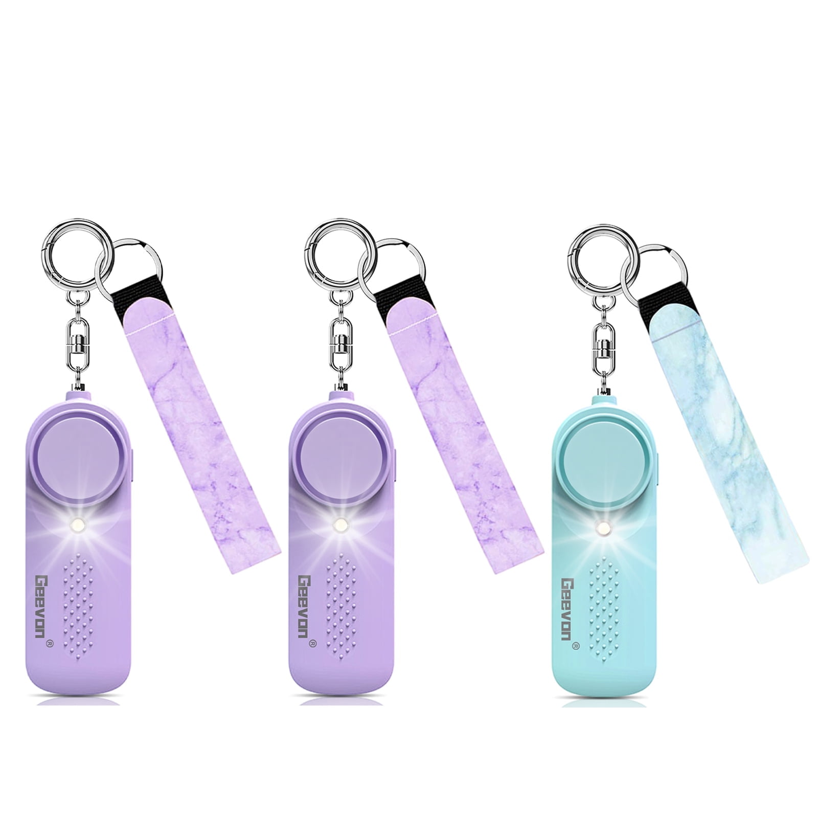 Geevon 3 Pack Personal Safety Alarms, 130DB Safe Sound Self Defense Alarm Siren with Strobe ...