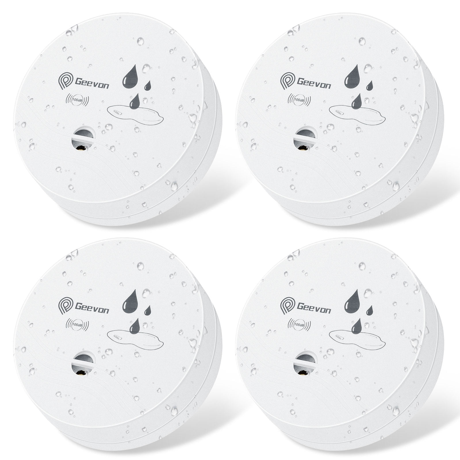 Geevon 4 Pack Water Leak Detectors, Loud 100dB Alarm, Sensitive ...