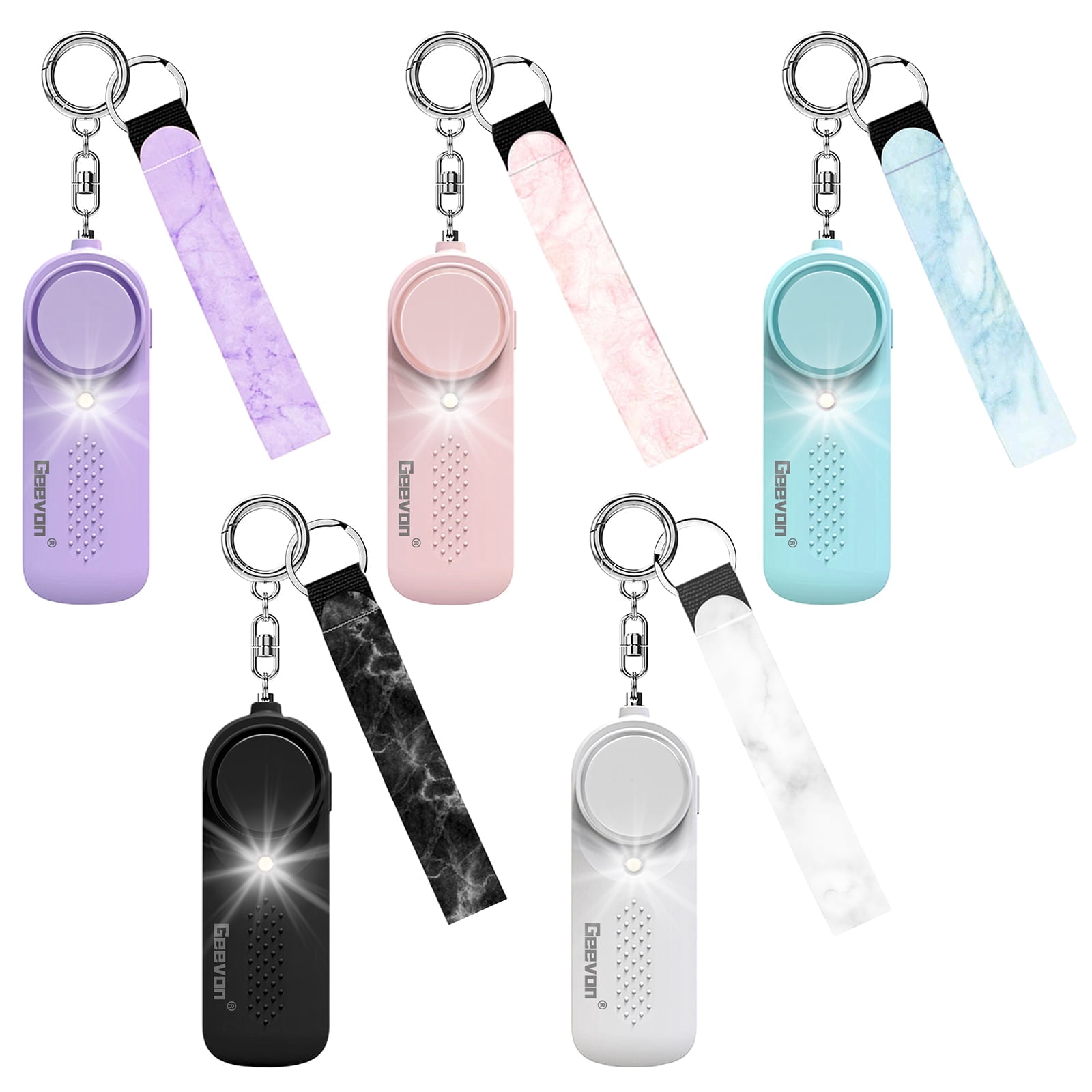 Geevon 5 Pack Personal Safety Alarms, 130DB Safe Sound Self Defense ...