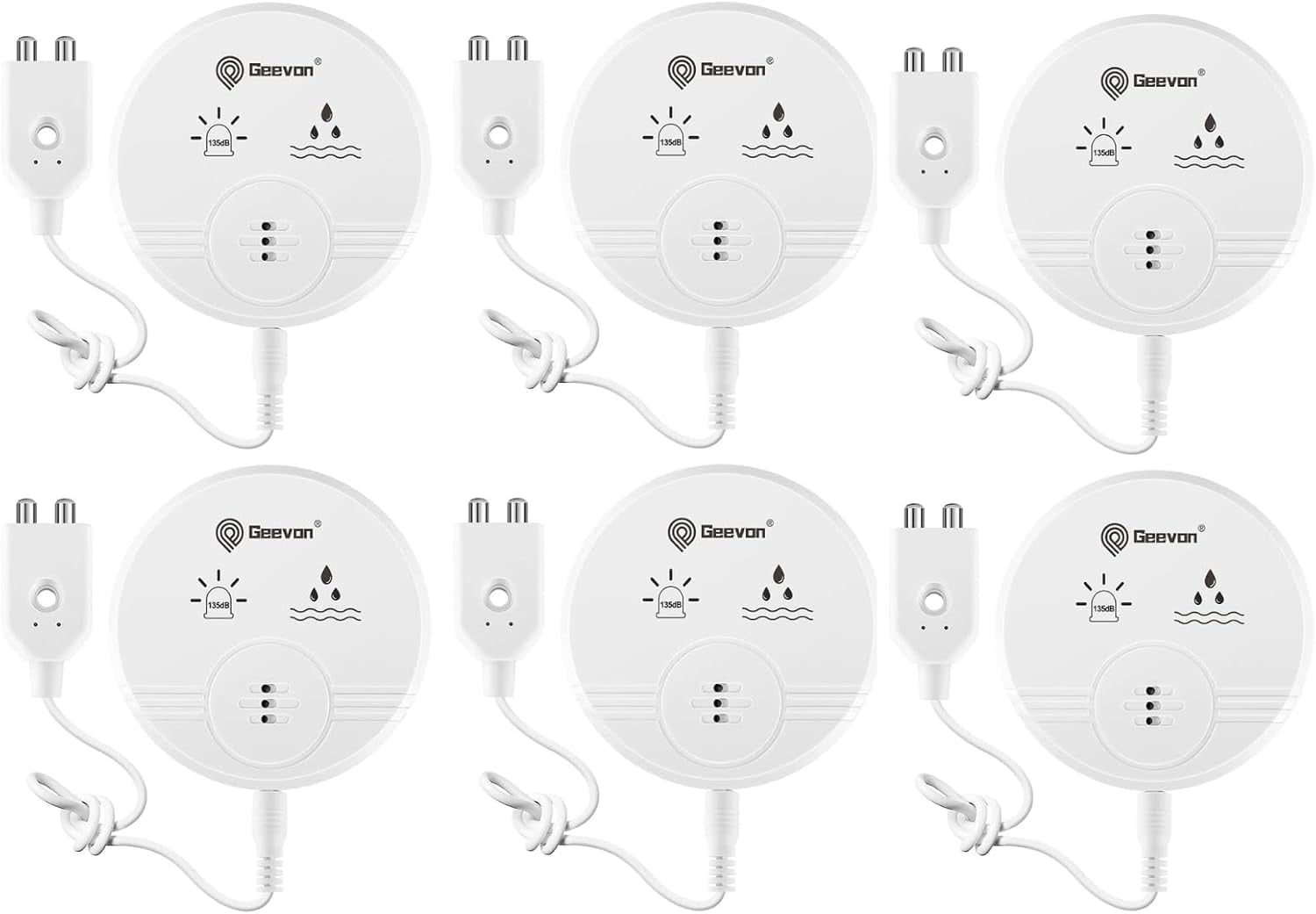 Geevon 6 Pack Water Leak Detectors for Home, 135dB Water Leak Sensor ...
