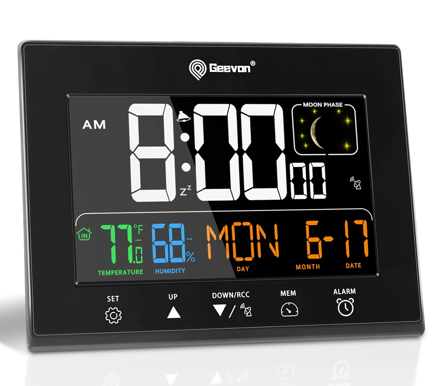 Geevon Digital Atomic Alarm Clocks for Bedrooms with Battery Backup, HD ...