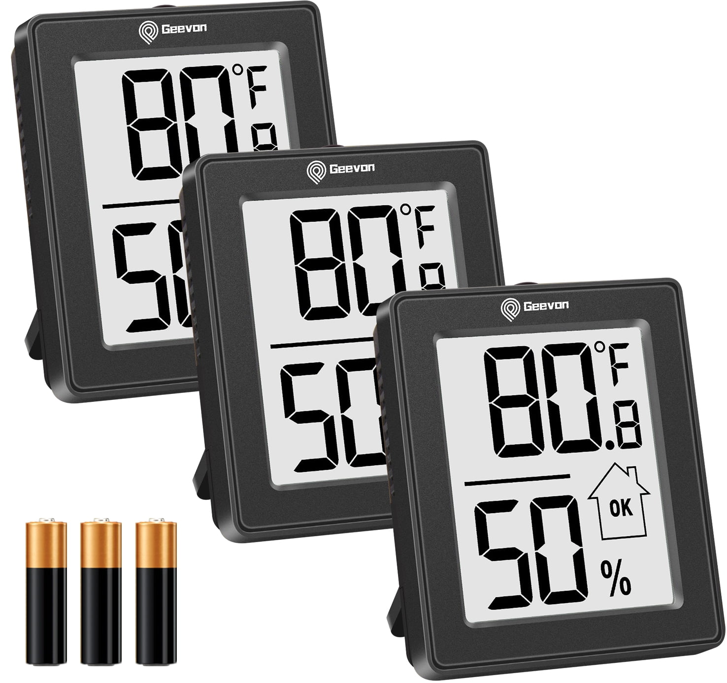 Geevon Digital Hygrometer, 3 Pack Indoor Thermometer Indoor ...