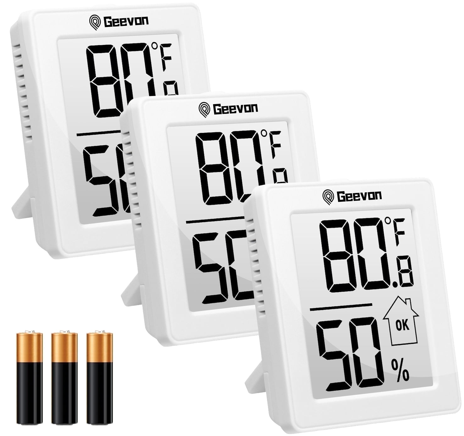 Geevon Digital Hygrometer, 3 Pack Indoor Thermometer Indoor ...