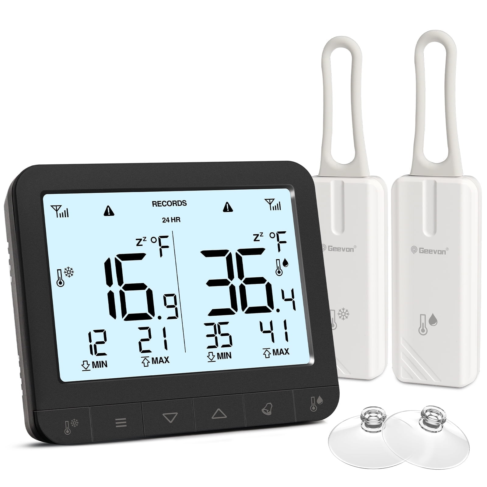 Geevon Digital Refrigerator Thermometer with Alarm, Low Battery Warning ...