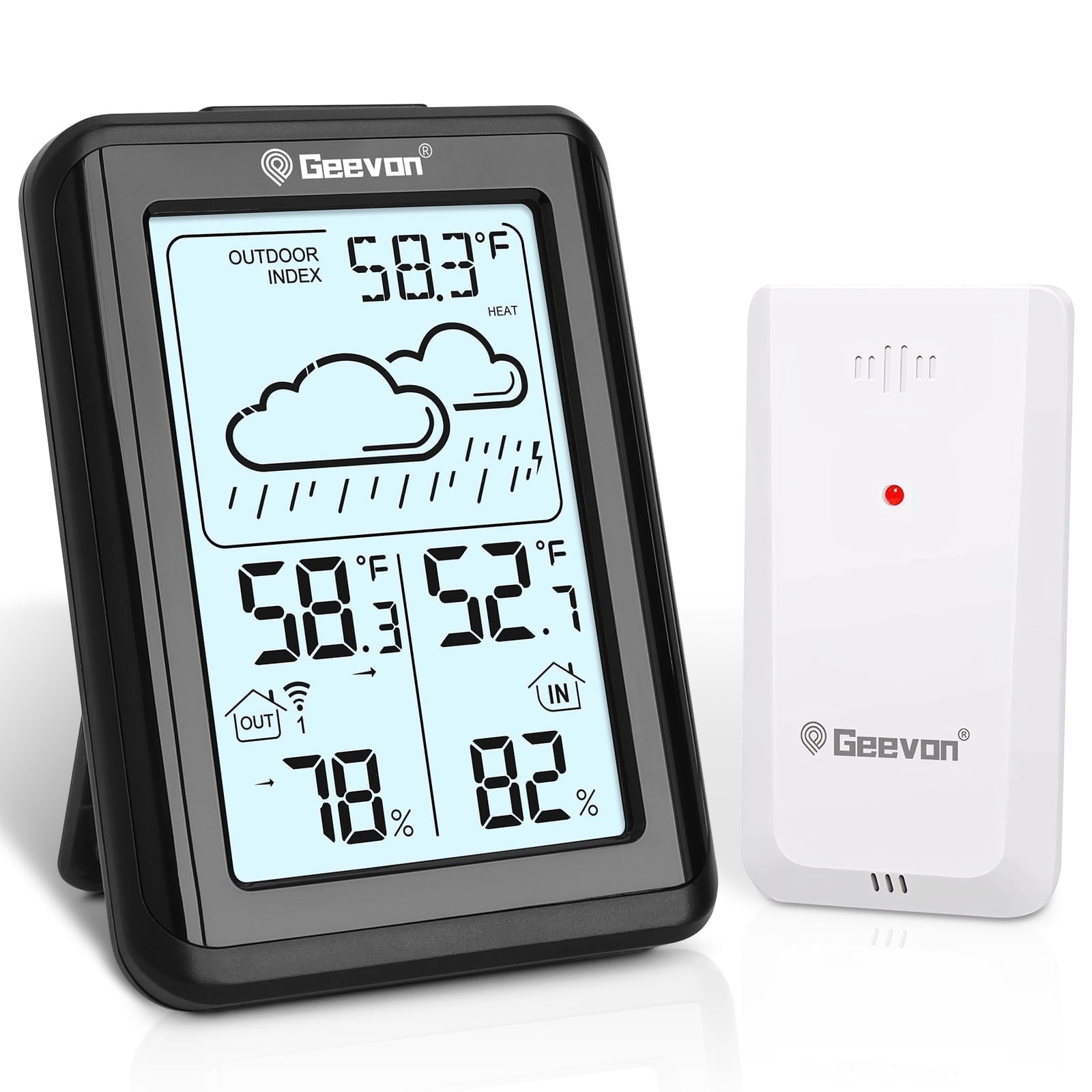 Geevon Indoor Outdoor Thermometer Wireless, Digital Temperature ...