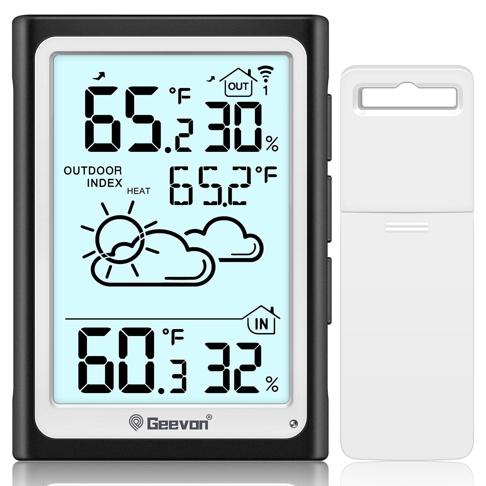 Geevon Large Display Digital Indoor Outdoor Thermometer Hygrometer ...