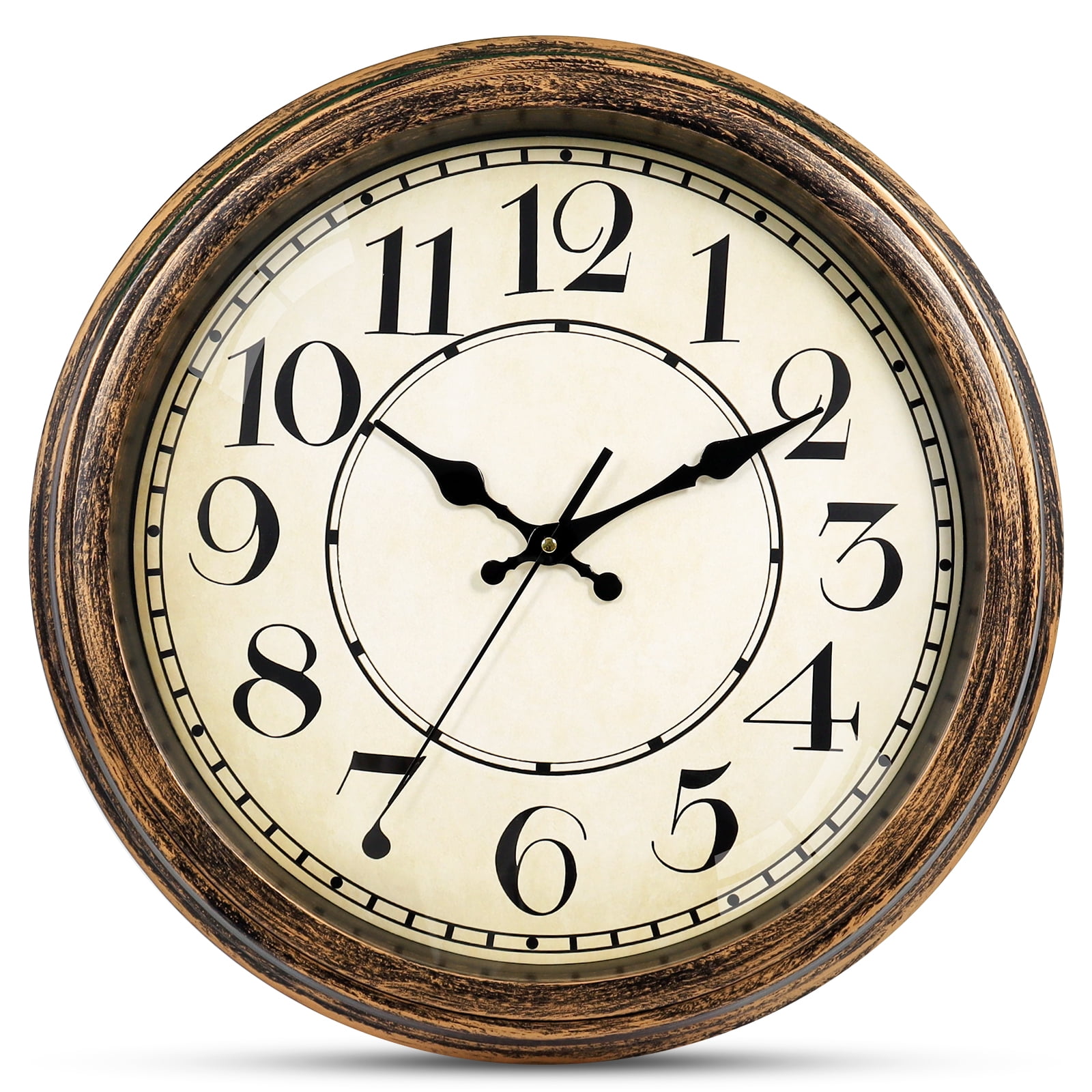 Geevon Retro Silent 16 Inch Wall Clock Non Ticking, Rustic Vintage ...