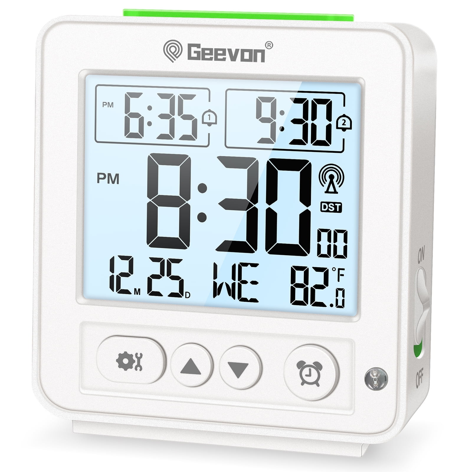 Geevon Small Digital Atomic Alarm Clock for Bedroom, Battery Operated ...