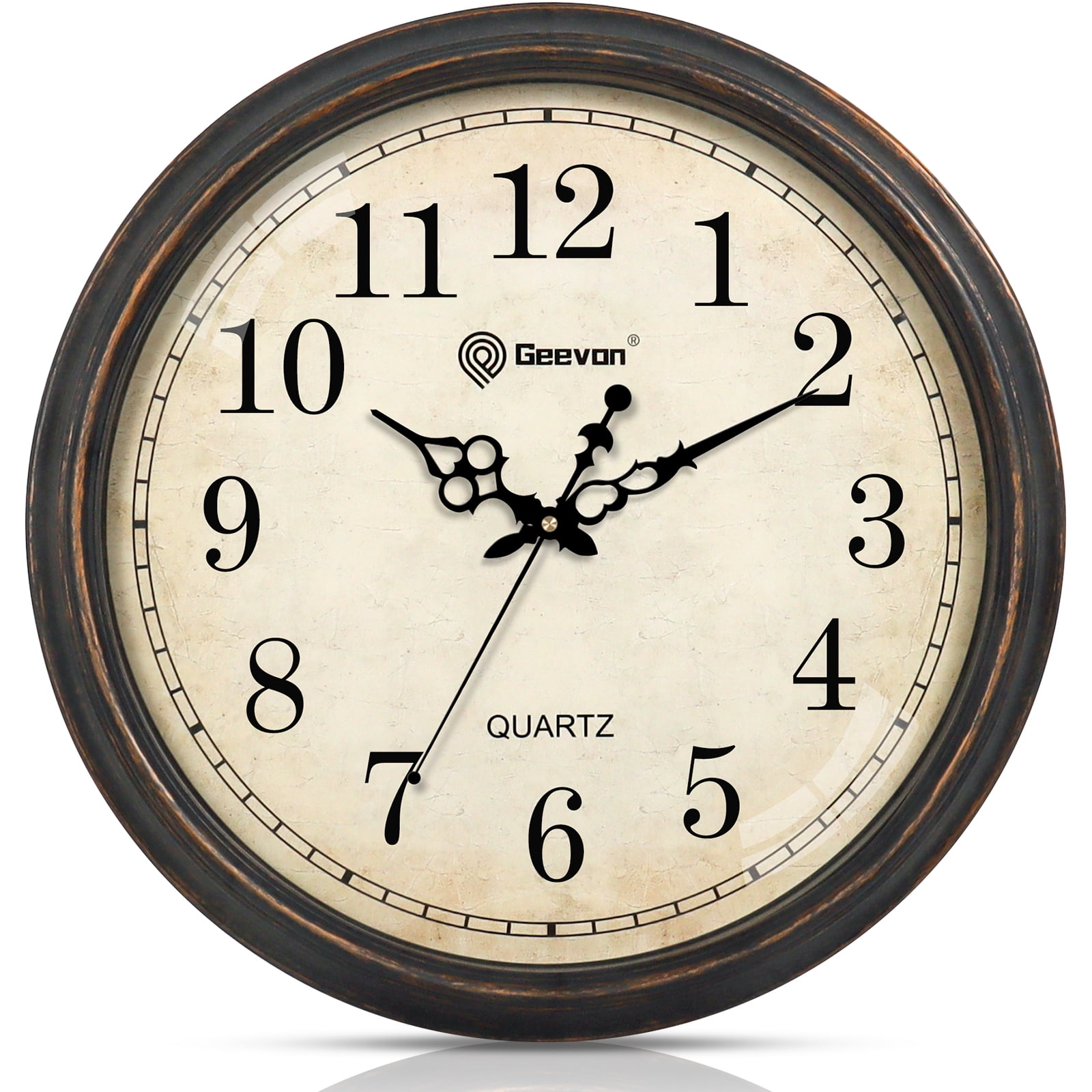 Geevon Vintage Wall Clock, Silent 18" Non Ticking Retro Round Clock ...