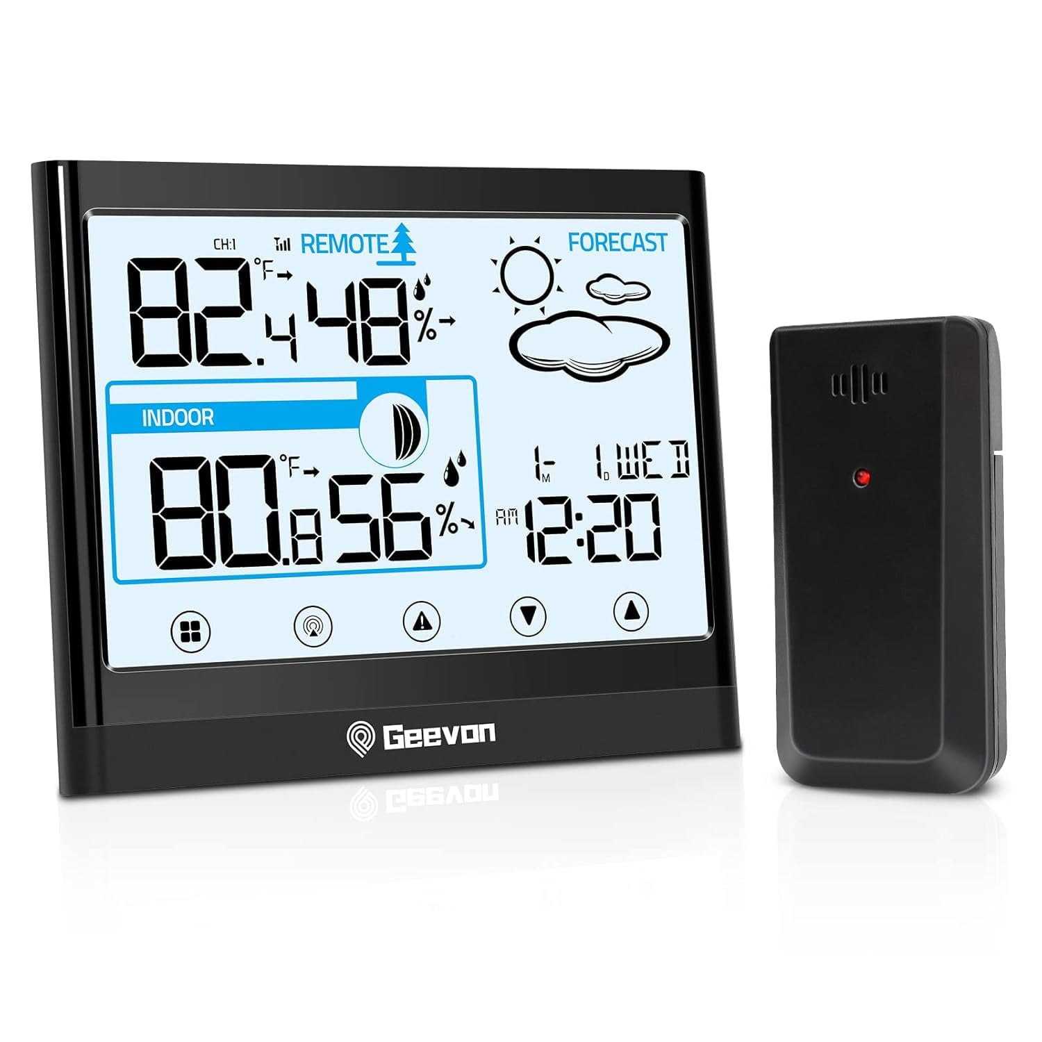 Geevon Weather Station Indoor Outdoor Thermometer Digital Wireless ...