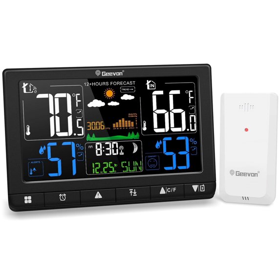 Geevon Weather Station Wireless Indoor Outdoor Thermometer with Atomic ...