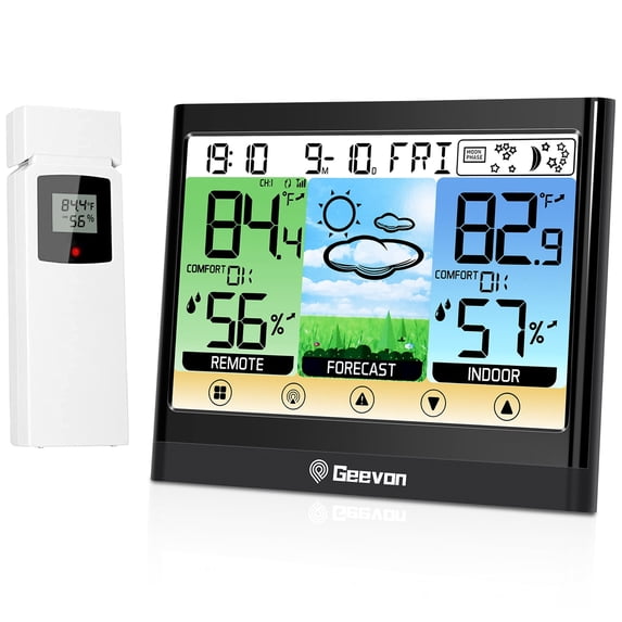 Geevon Weather Stations Wireless Indoor Outdoor Thermometer Hygrometer ...