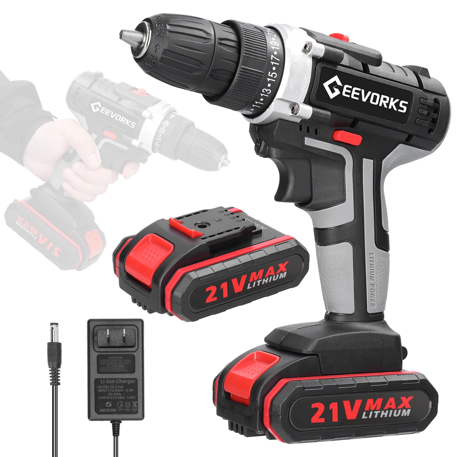 Geevorks Electric Drill 21v Drill Diy Tools Drill Battery Drills Diy