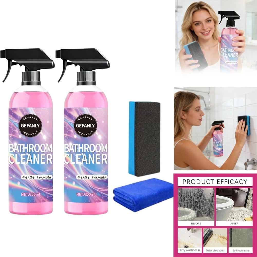 Gefanly Bathroom Cleaner, 2Pcs 10 Fl Oz Powerful Pink Bathroom Cleaner ...