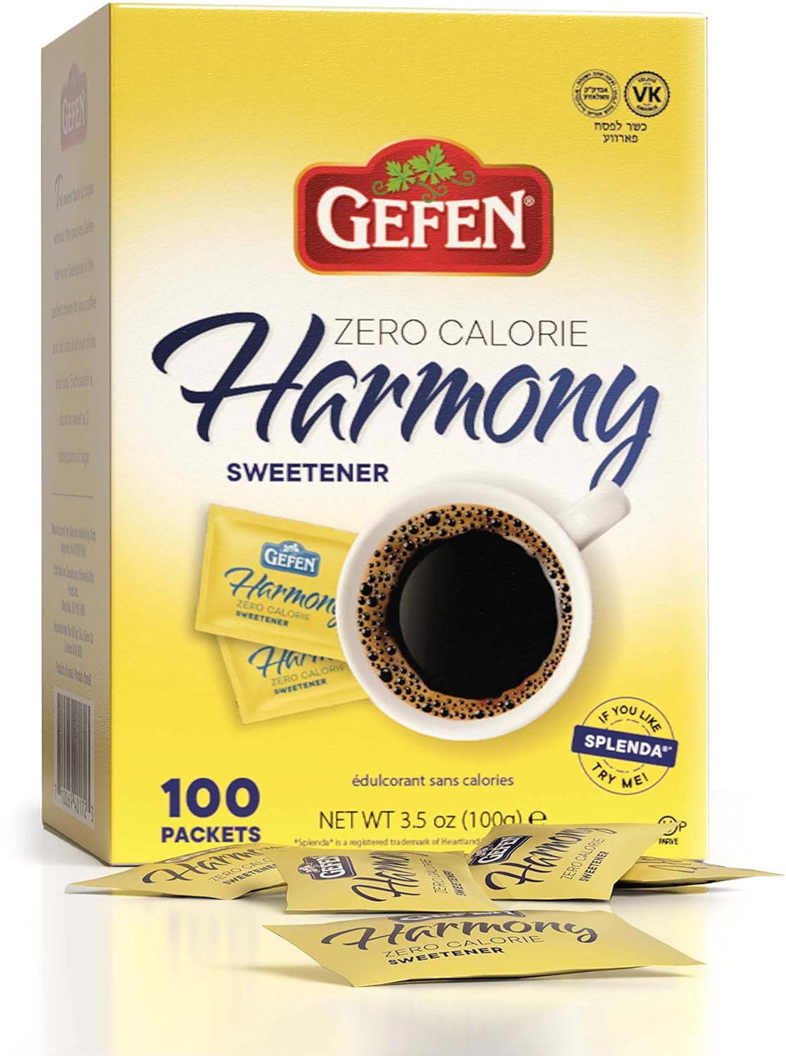 Gefen Harmony Zero Calorie Sweetener (100 Single-Serve Packets) | A ...
