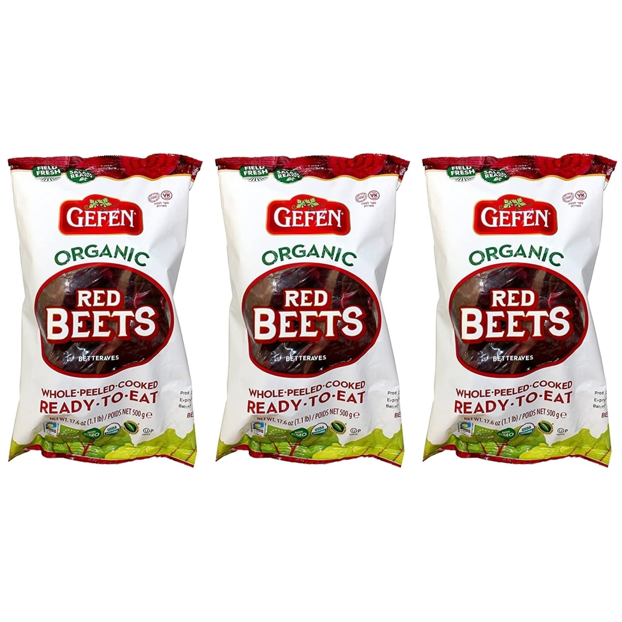 Gefen Organic Red Beets, Whole, Peeled, Cooked & Ready to Eat, 1.1 lb ...