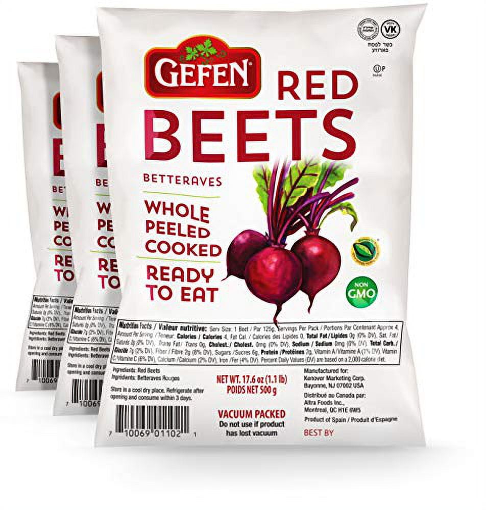 Gefen Organic Red Beets, Whole, Peeled, Cooked & Ready to Eat, 1.1 lb ...
