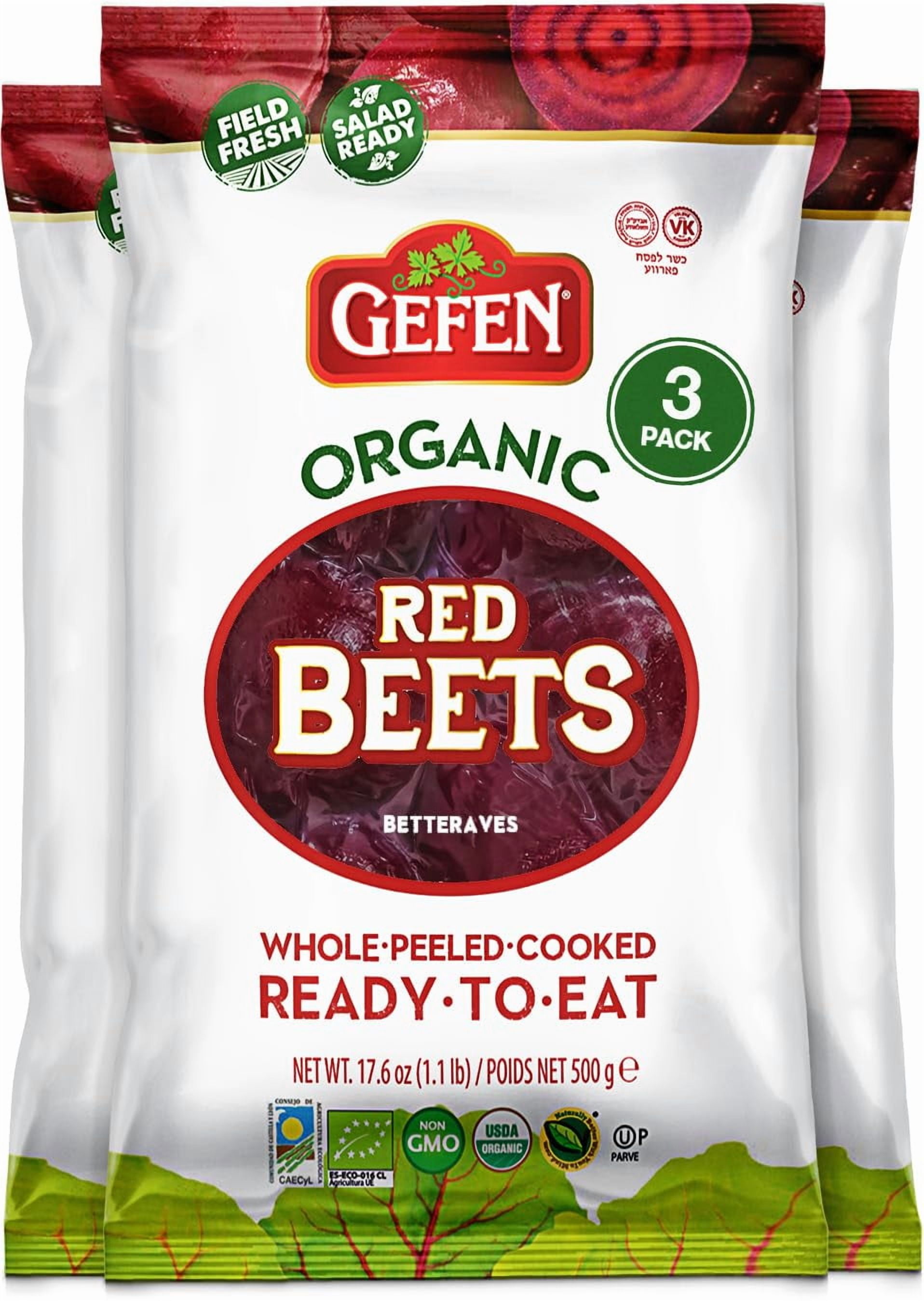 Gefen Organic Red Beets, Whole, Peeled, KKS1 Cooked & Ready to Eat, 1 ...