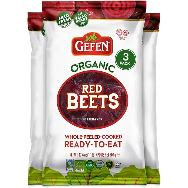 Gefen Organic Red Beets, Whole, Peeled, KKS1 Cooked & Ready to Eat, 1 ...