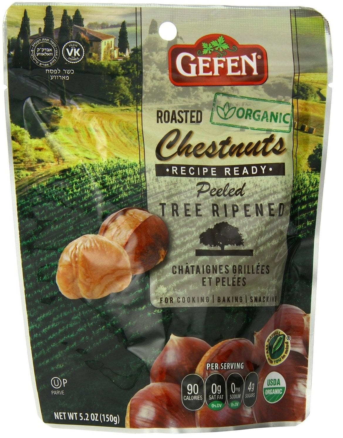 Gefen Organic Whole Peeled and Roasted Chestnuts, Fresh, 5.2oz 10 Pack ...