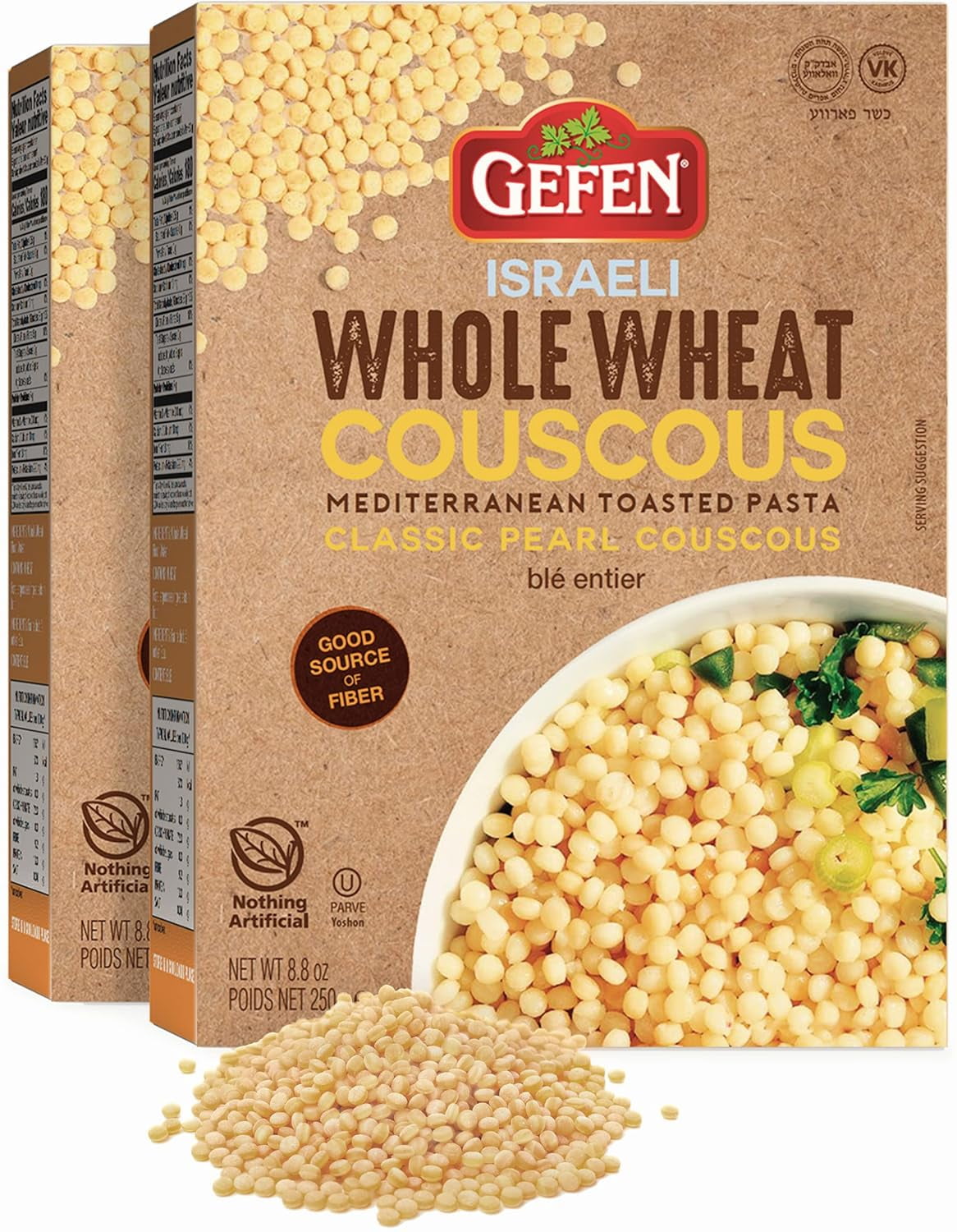 Gefen Mediterranean Whole Wheat Israeli Couscous, Toasted, 8.8oz (2 ...