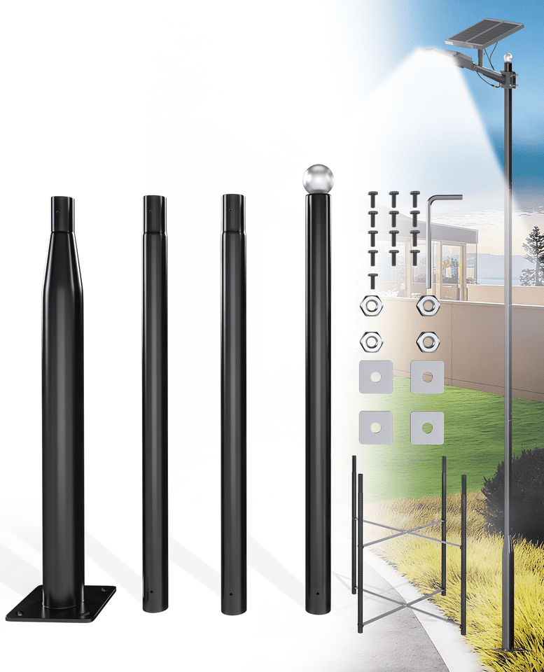 Gefolly 13Ft Outdoor Lamp Post，Heavy Duty Galvanized Metal Solar Street ...