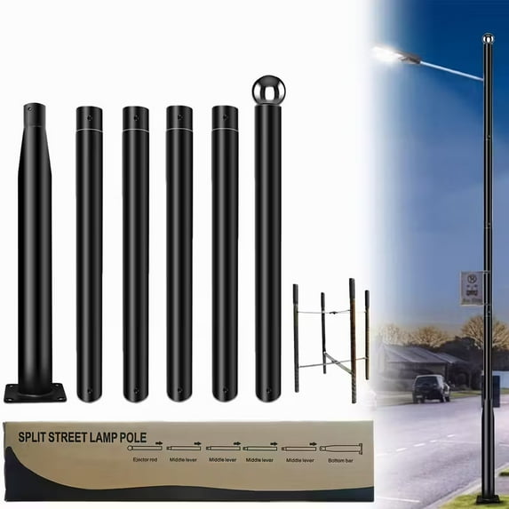 Gefolly 20Ft Outdoor Lamp Post，Heavy Duty Galvanized Metal Solar Street ...