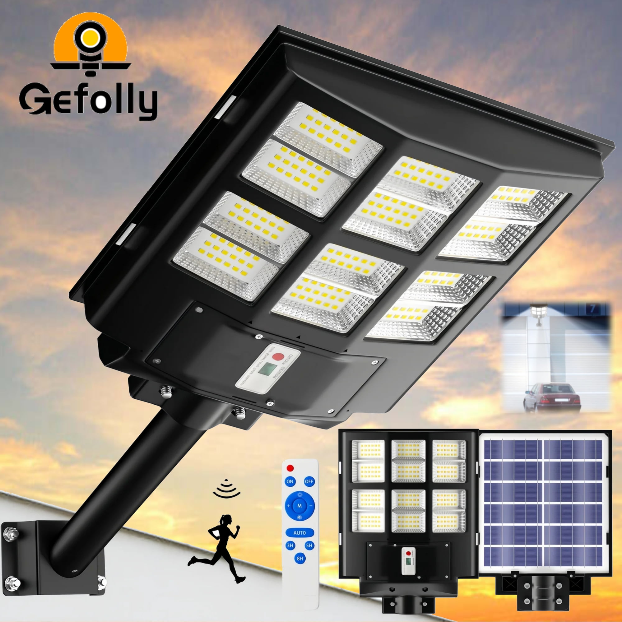 Gefolly Street Solar Lights with Sensor Remote Control IP67 for Outdoor ...