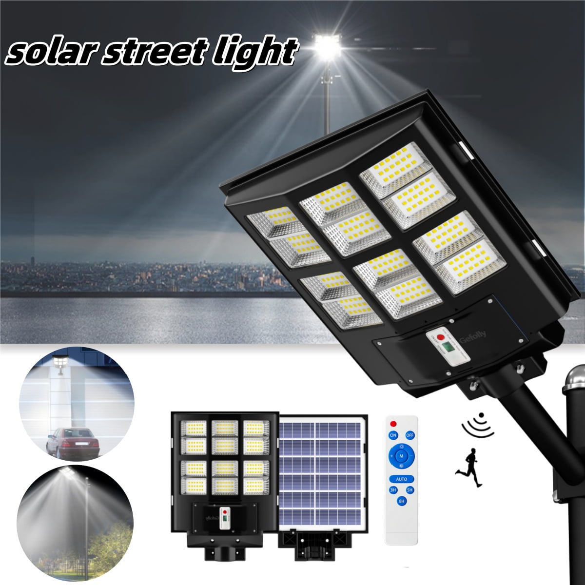 Gefolly Street Solar Lights with Sensor Remote Control IP67 for Outdoor ...