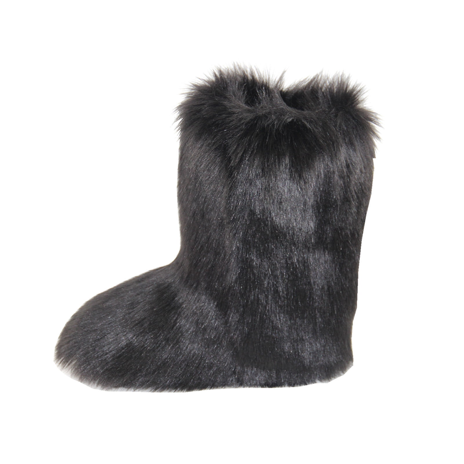 Gegefur Women's Faux fur Boot Furry Fluffy Short Snow Boot Mid-Calf ...