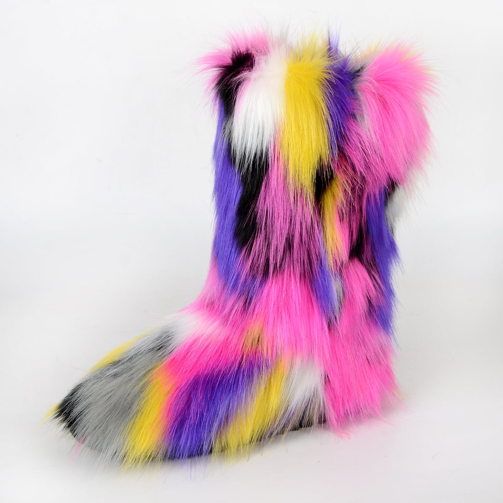 Gegefur Women's Faux fur Boot Furry Fluffy Short Snow Boot Mid-Calf ...