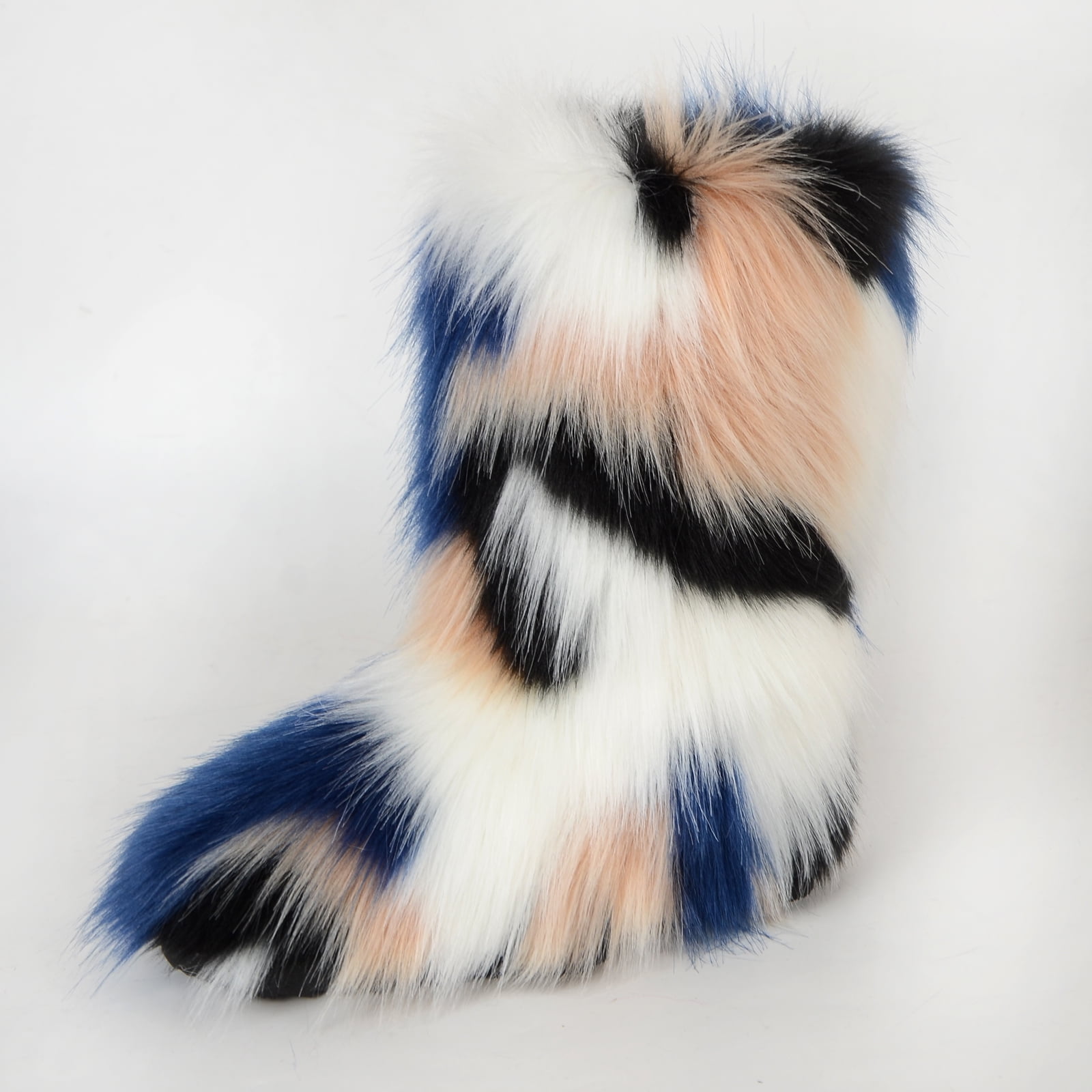 Gegefur Women's Faux fur Boot Furry Fluffy Short Snow Boot Mid-Calf ...