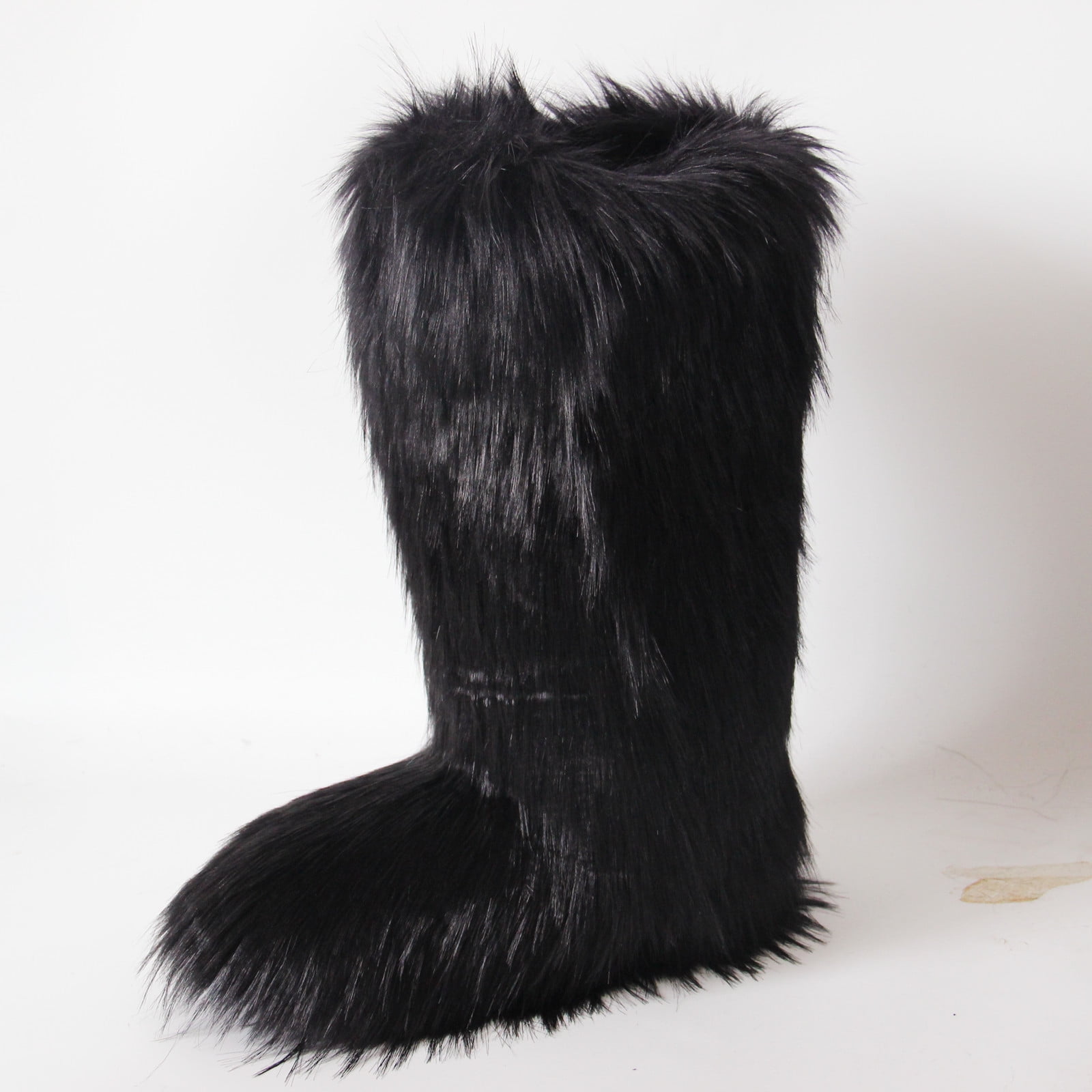 Gegefur Women's Furry Fluffy Boot Faux Fur Long Snow Boot Knee High ...