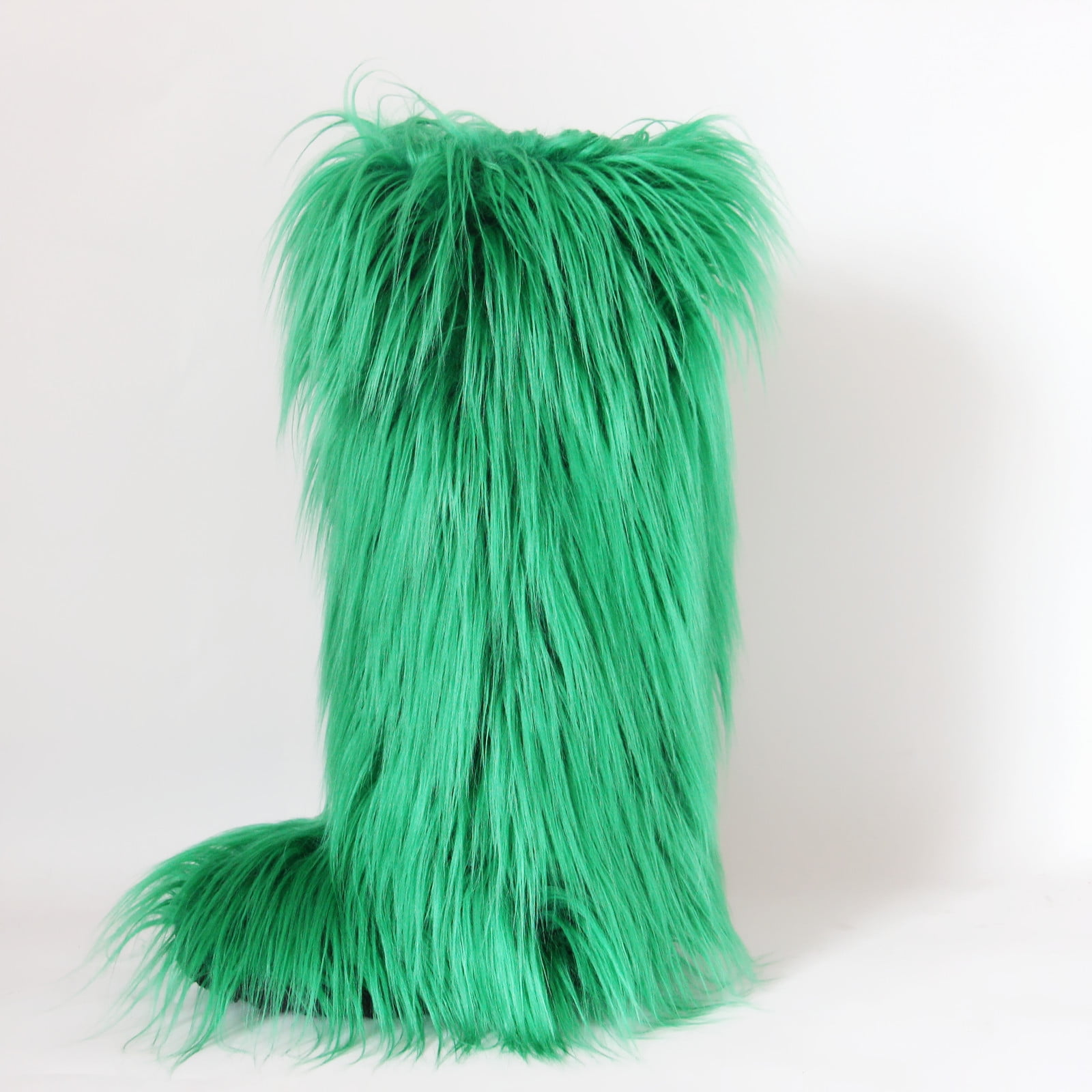 Gegefur Women's Furry Fluffy Boot Faux Fur Long Snow Boot Knee High ...