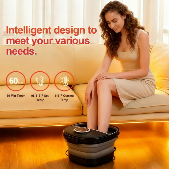 Gehana Foot Spa Massager with Heat, Bubbles & Roller Massage - Digital ...