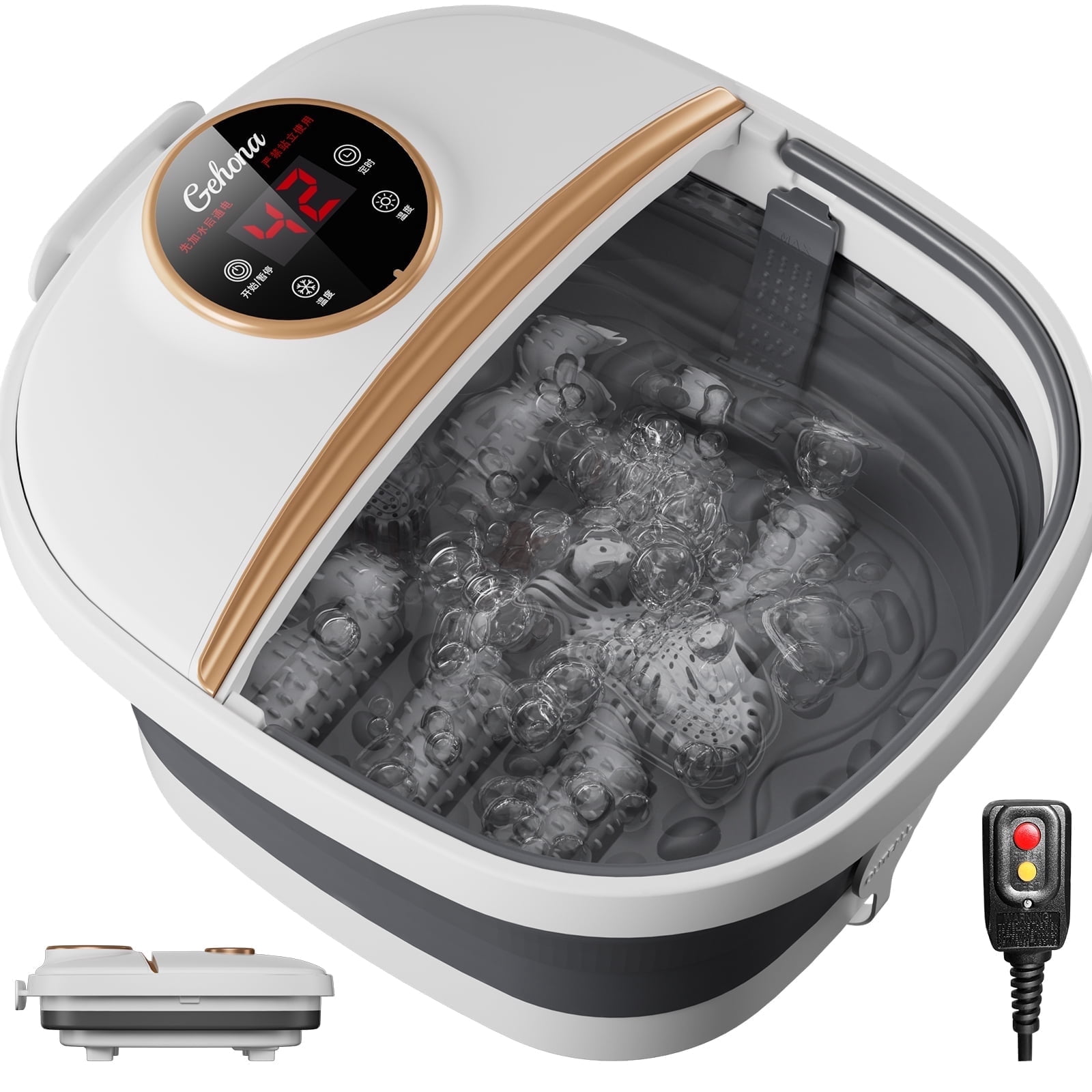 Gehona foot spa bath massager with heat｜6 Rotating Massge Rollers ...