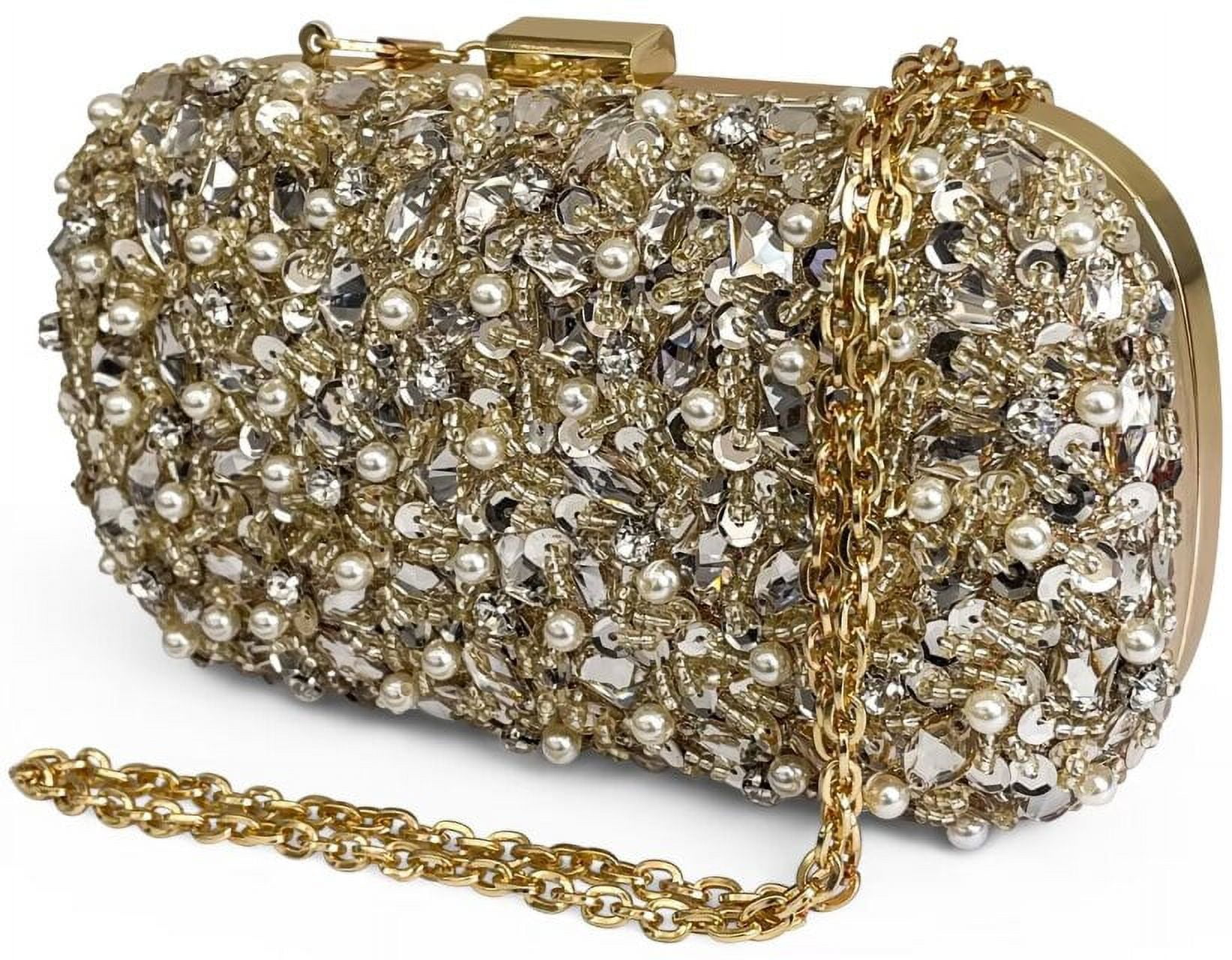 Geiomoo Evening Clutch Bag, Womens Bling Sparkly Glitter Purse Beaded ...