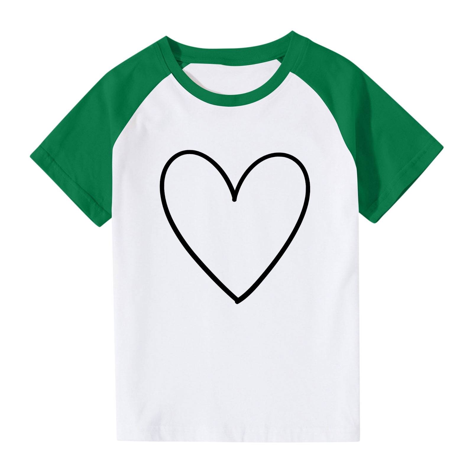 Geire Boys Girls Heart Graphic T-Shirts Fashion Raglan Sleeve Round ...