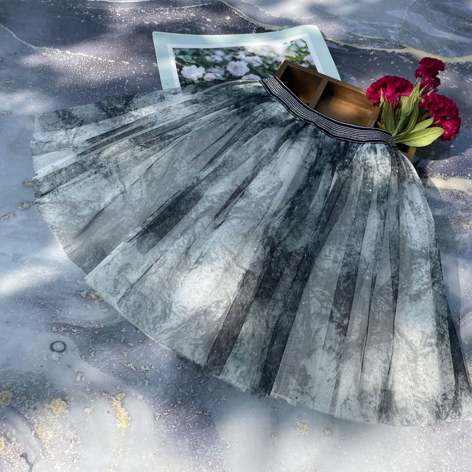 Geire Girl's Stylish High Waisted Mesh Flare A-Line Tulle Midi Skirts ...