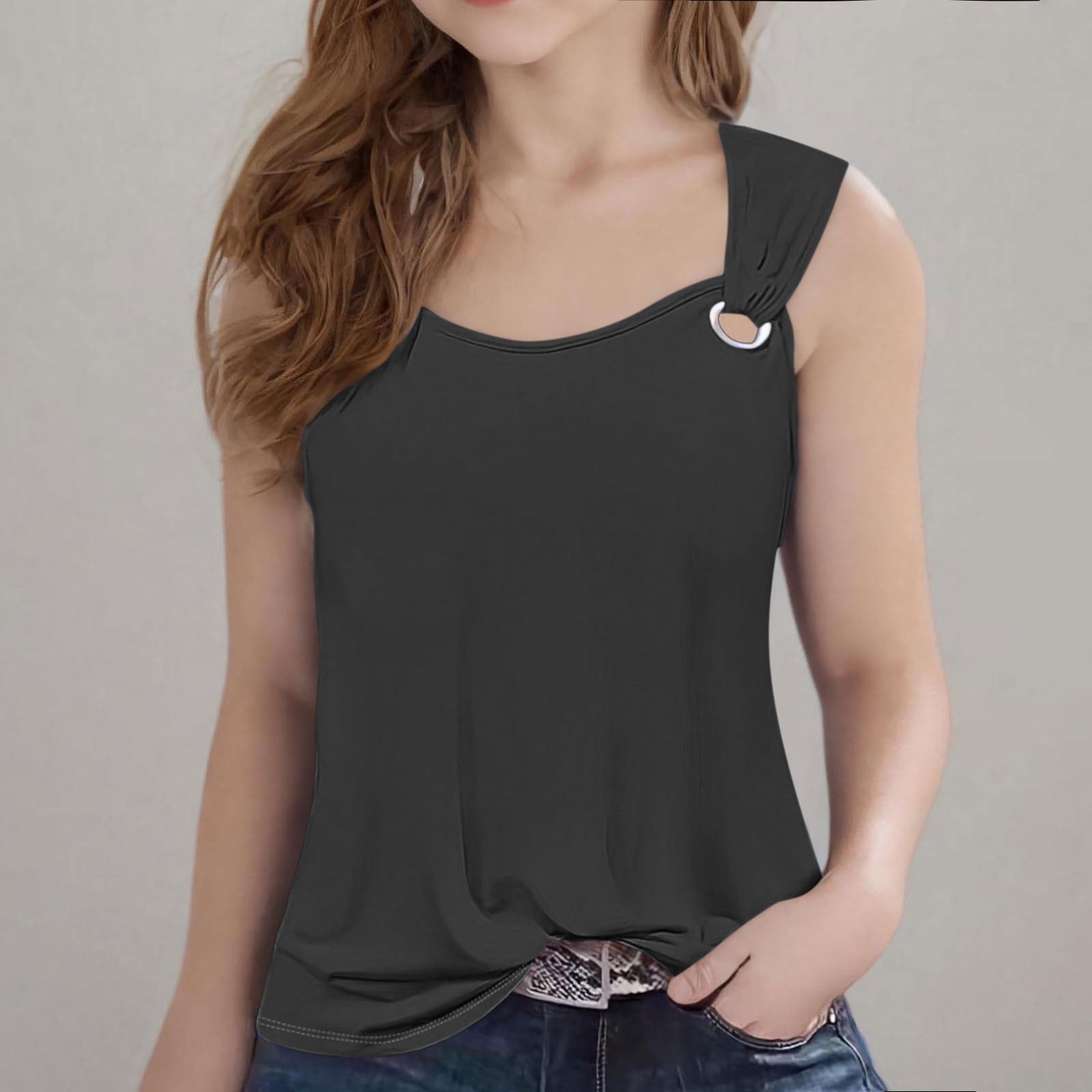 Geire Girl's Tank Tops Trendy Straps Round Neck Summer Moisture-Wicking ...