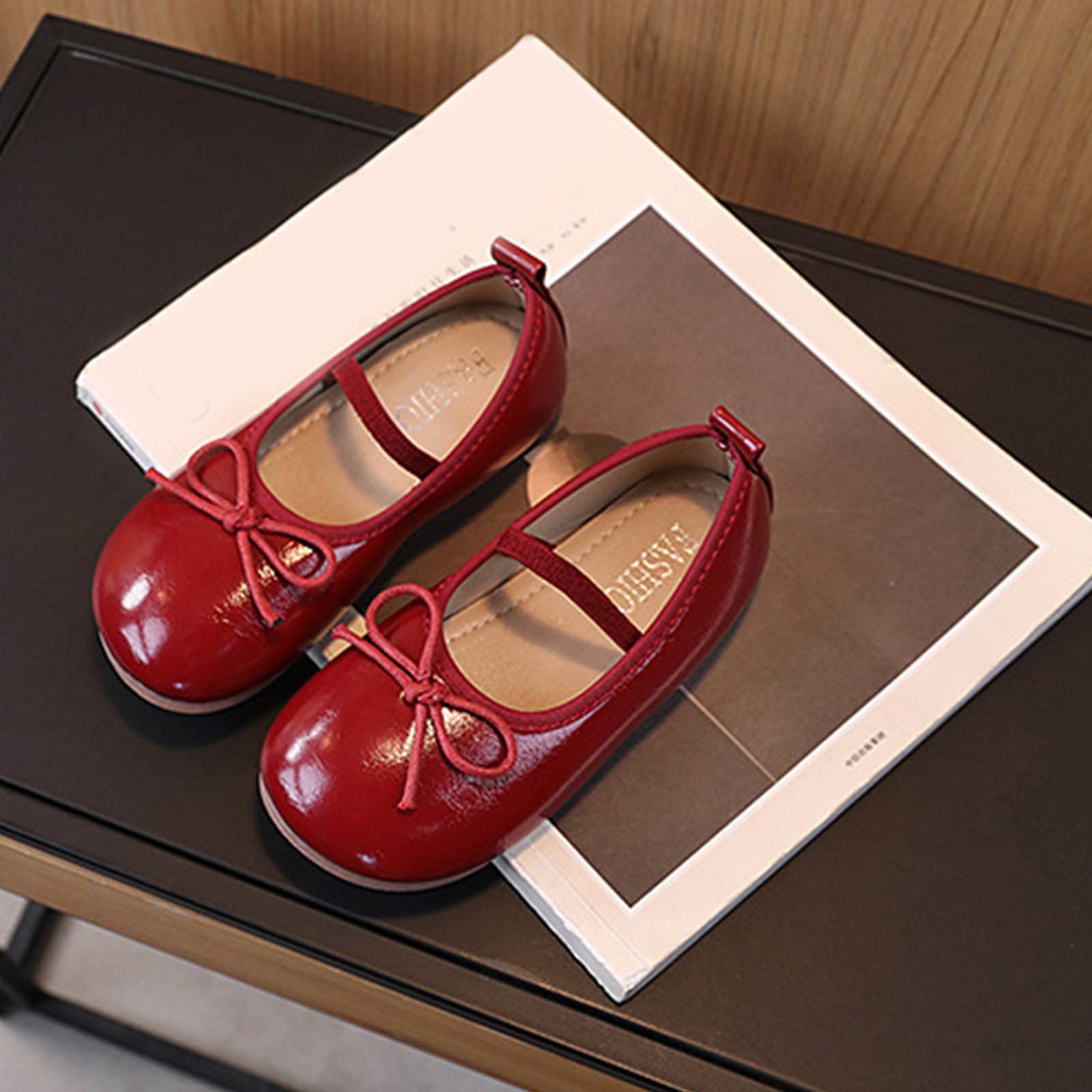 Geire Girls' Leather Shoes with Soft Soles Princess Shoes British Style ...