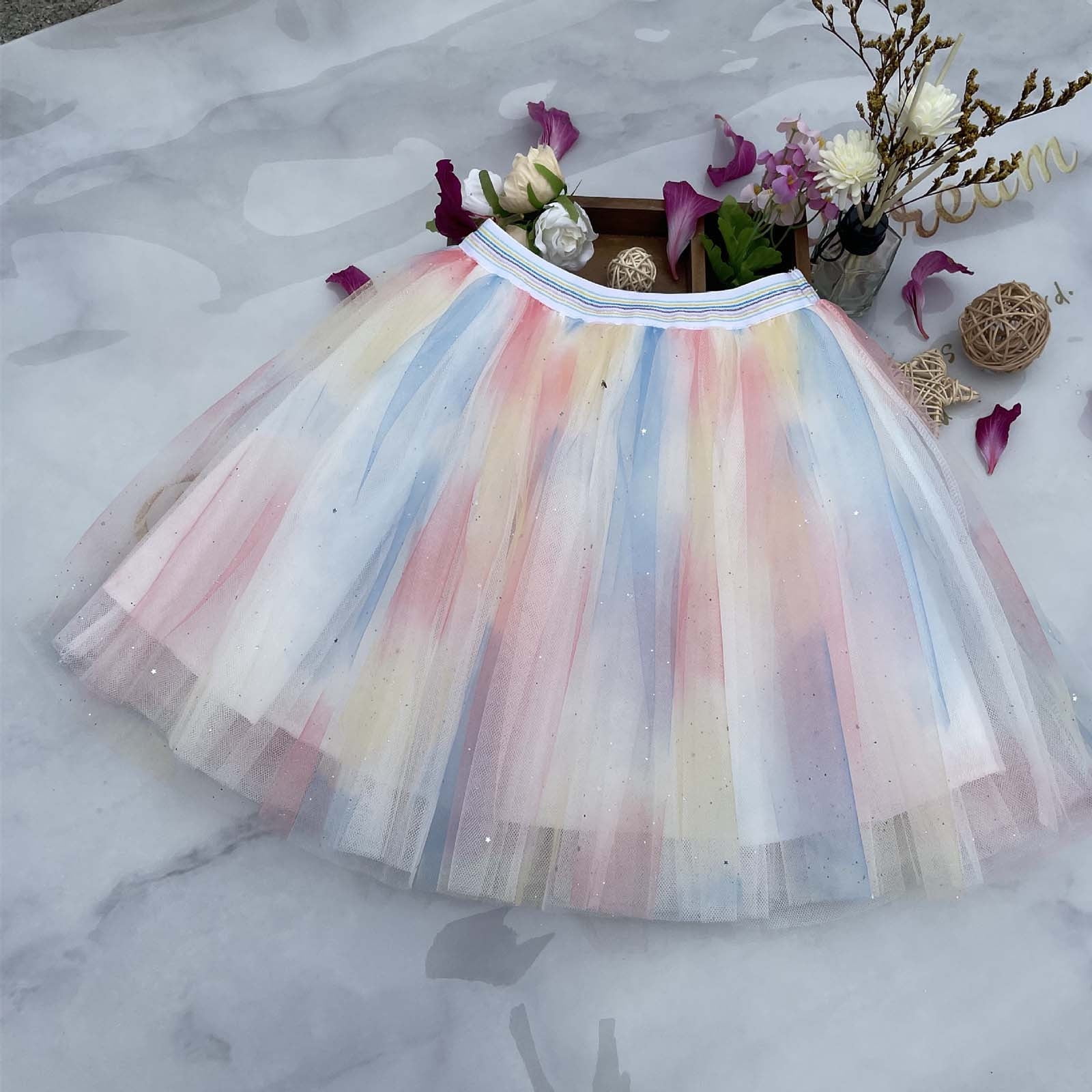 Geire Girls Pomp Skirt Layered Tutu Skirt Sparkling Sequin Tulle Dance ...