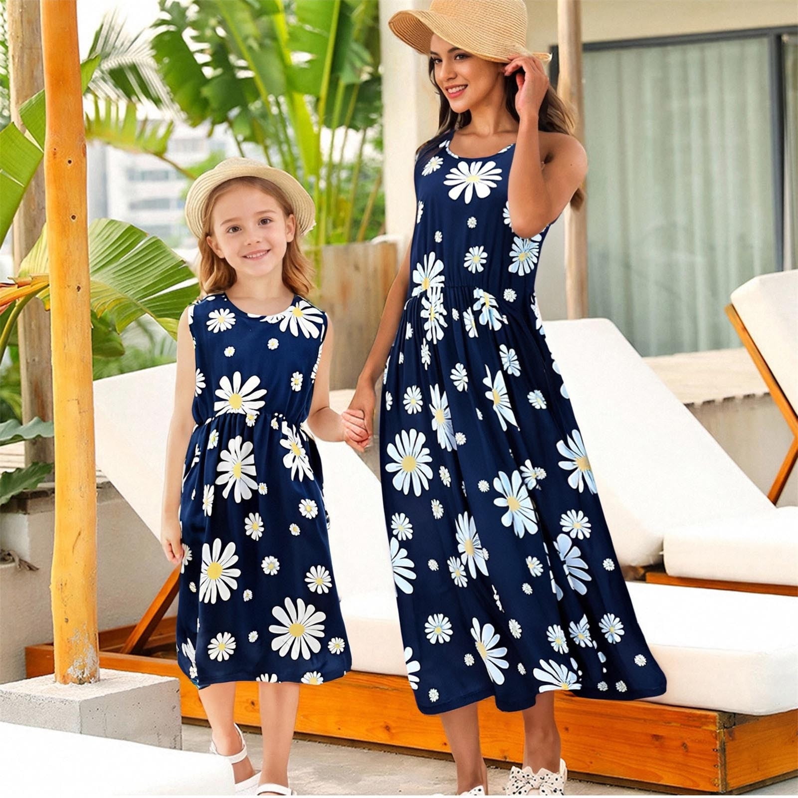 Geire Girls Printed Crewneck Sleeveless Midi Sundress for Casual ...