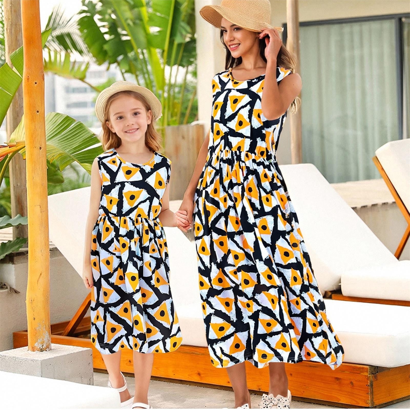 Geire Mommy and Me Cute Dress Sleeveless Beach Sundress Summer Casual ...